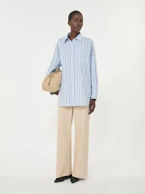 Max Mara Oversized Striped Cotton Shirt With Butterfly Embroidery