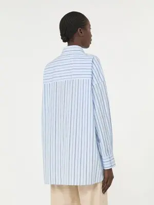 Max Mara Oversized Striped Cotton Shirt With Butterfly Embroidery