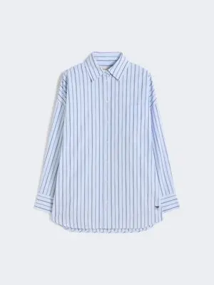 Max Mara Oversized Striped Cotton Shirt With Butterfly Embroidery
