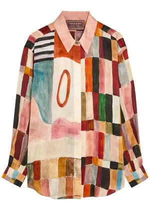 ALEMAIS Majorelle Printed Linen And Silk-Blend Shirt Multicoloured