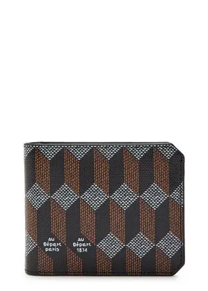 AU DEPART Printed Leather Wallet - Black
