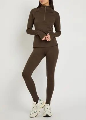Varley Always Warm Half-zip Stretch-jersey Top - Dark Brown