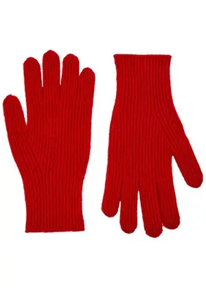 TOTEME Ribbed Cashmere Gloves - Red