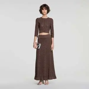Sandro Rhinestone Embellished Knit Cardigan - Brown