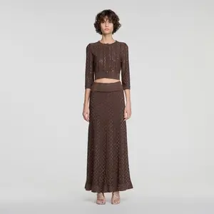 Sandro Rhinestone Embellished Knit Cardigan - Brown