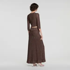 Sandro Rhinestone Embellished Knit Cardigan - Brown