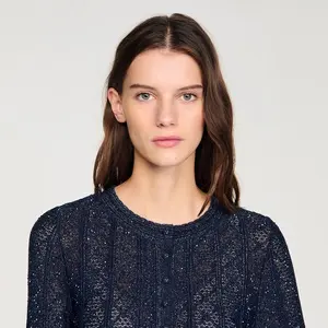 Sandro Strass Knit Cropped Cardigan