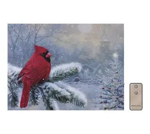 LUMABASE Battery-operated Lighted Wall Art Wi Nter Cardinal - One-color