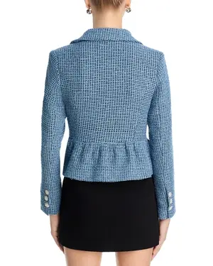 Aqua Tweed Flounce Blazer - Blue Multi