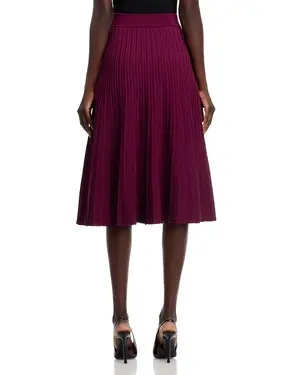 NANCY YANG Ribbed A-line Midi Skirt - Burgundy