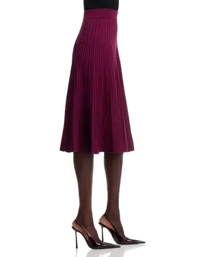 NANCY YANG Ribbed A-line Midi Skirt - Burgundy