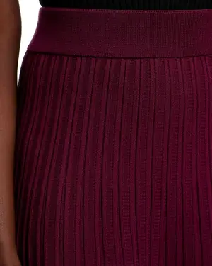NANCY YANG Ribbed A-line Midi Skirt - Burgundy