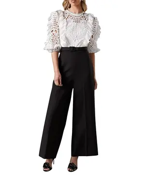 Coast Lace Cut Out Belted Jumpsuit - Mono