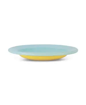 ELIFLE Enamel Dinner Bowl, Set Of 4 - Mustard Light Blue