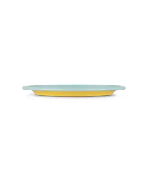 ELIFLE Enamel Dinner Plate, Set Of 4 - Mustard Light Blue