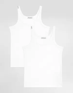 Dolce & Gabbana Short-sleeved Jersey Vest Two-pack - White