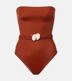 Johanna Ortiz Belted Swimsuit - Brown