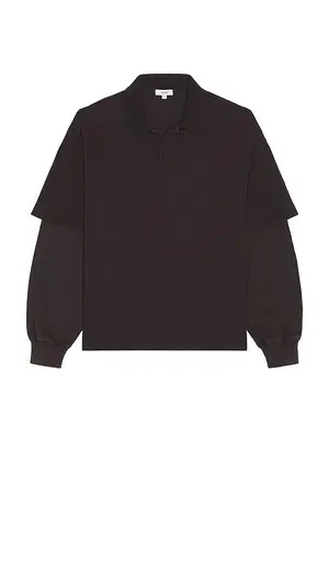 AGOLDE Curren Doublesleeve Polo In Brown