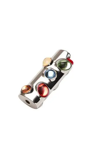 Edie Parker Double Sided Jewel Lighter Holder In Metallic Silver - Multicolor