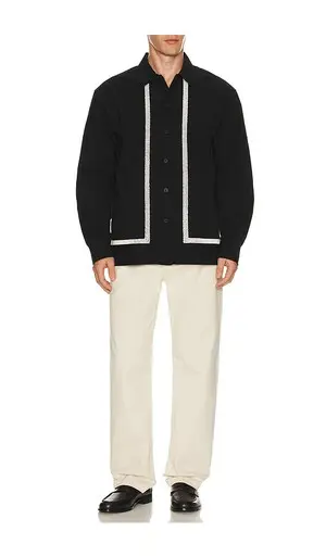 Nn07 Reed Embroidered Button Up Overshirt
