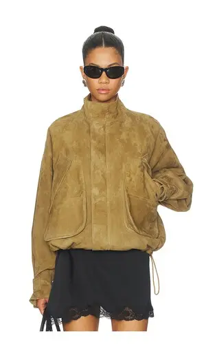 Attico Suede Bomber Jacket - Sand
