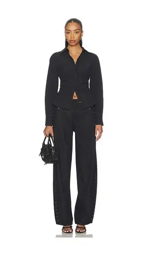 ALL THE WAYS Millie Button Up Top - Black