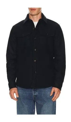 Faherty Brand Range Fleece Lined Shacket - Navy Shadow Twill