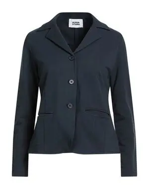 Alpha Studio Single-Breasted Blazer In Cotton And Elastane Blue