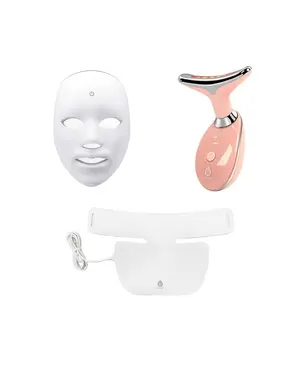 PURSONIC Complete Led Skincare Therapy Bundle: Neckplate - White