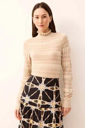 MARIE OLIVER Adison Metallic Pointelle Knit Top