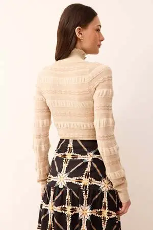 MARIE OLIVER Adison Metallic Pointelle Knit Top