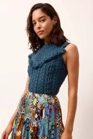 MARIE OLIVER Wesley Cropped Knit Top - Sea