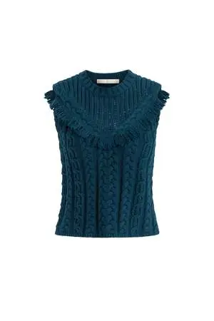 MARIE OLIVER Wesley Cropped Knit Top - Sea