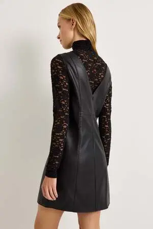 MARIE OLIVER Violette Vegan Leather Sheath Dress - Black