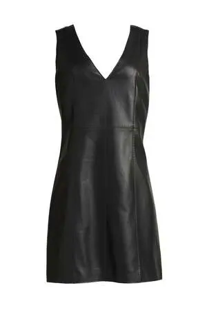 MARIE OLIVER Violette Vegan Leather Sheath Dress - Black