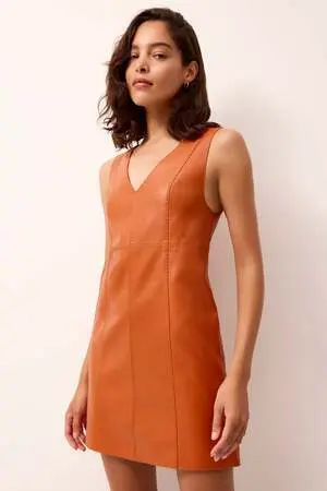 MARIE OLIVER Violette Vegan Leather Dress - Brandy