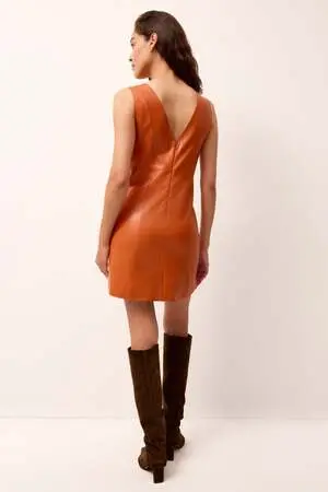 MARIE OLIVER Violette Vegan Leather Dress - Brandy