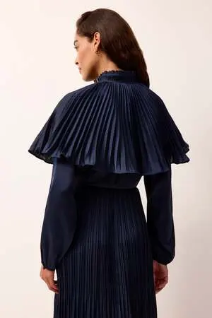 MARIE OLIVER Verity Pleated Cape Dress