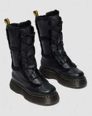 Dr. Martens Buzz Lace Up Faux Fur Lined Leather Boots - Black