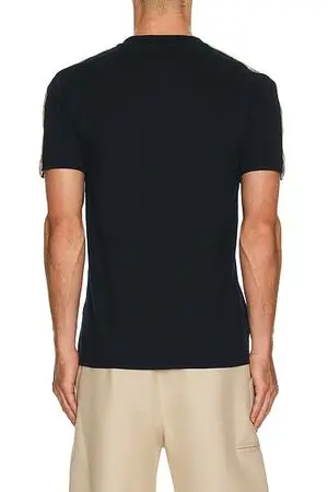 Burberry Check Sleeve Tee - Navy
