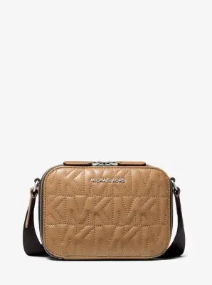 Michael Kors Hudson Logo Embossed Crossbody Bag - Natural