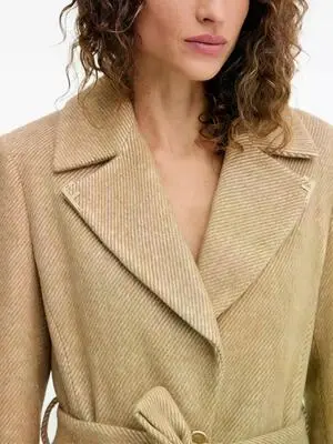 FRACOMINA Belted Herringbone Weave Coat