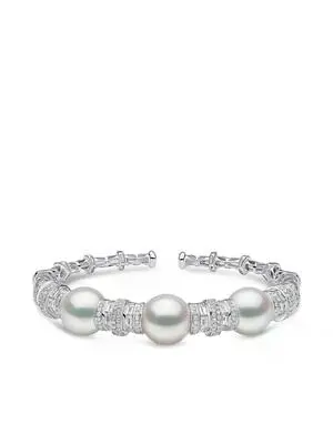 Yoko London Starlight Pearl And Diamond Bangle - Silver