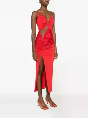 NISSA Cut-out Midi Dress - Red