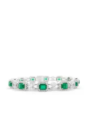 HYT JEWELRY Emerald And Diamond Tennis Bracelet - Silver
