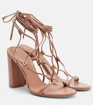 GIANVITO ROSSI 95 Leather Sandals - Pink