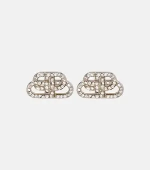 Balenciaga Bb Embellished Earrings - Silver