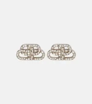 Balenciaga BB Embellished Earrings Silver