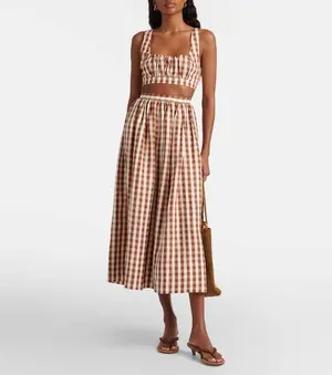Faithfull The Brand Ida Gingham Linen Crop Top