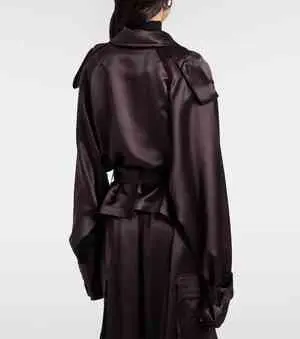 THE FRANKIE SHOP Simona Cropped Satin Trench Coat